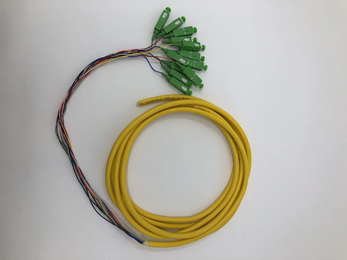 Ultra Spec Cables 12 Strand Singlemode SC-APC Fiber Pigtail, 1 Meter ...