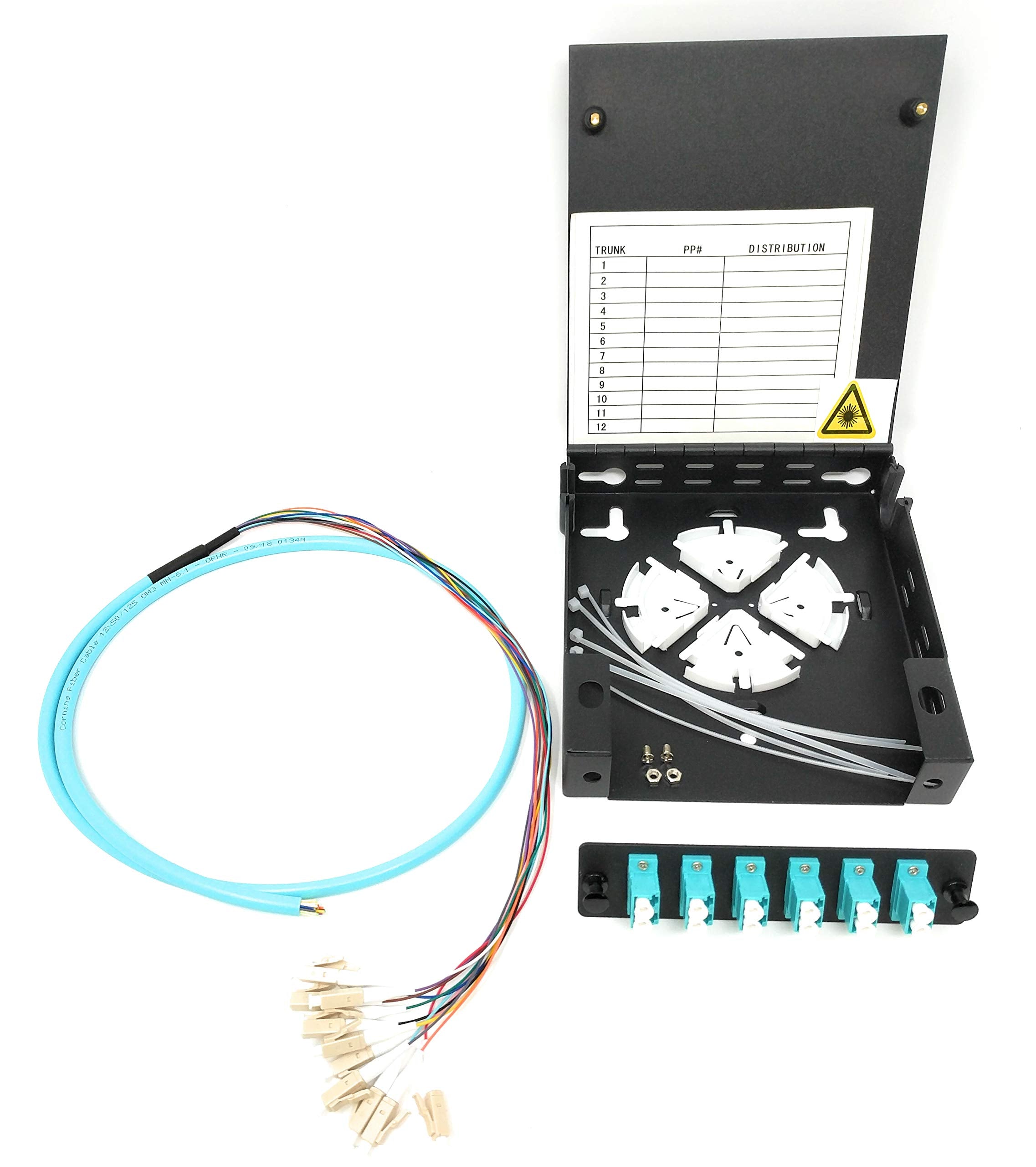 Ultra Spec Cables 12 Port Wall Mount Fiber Enclosure with Spool OM3 Mu ...