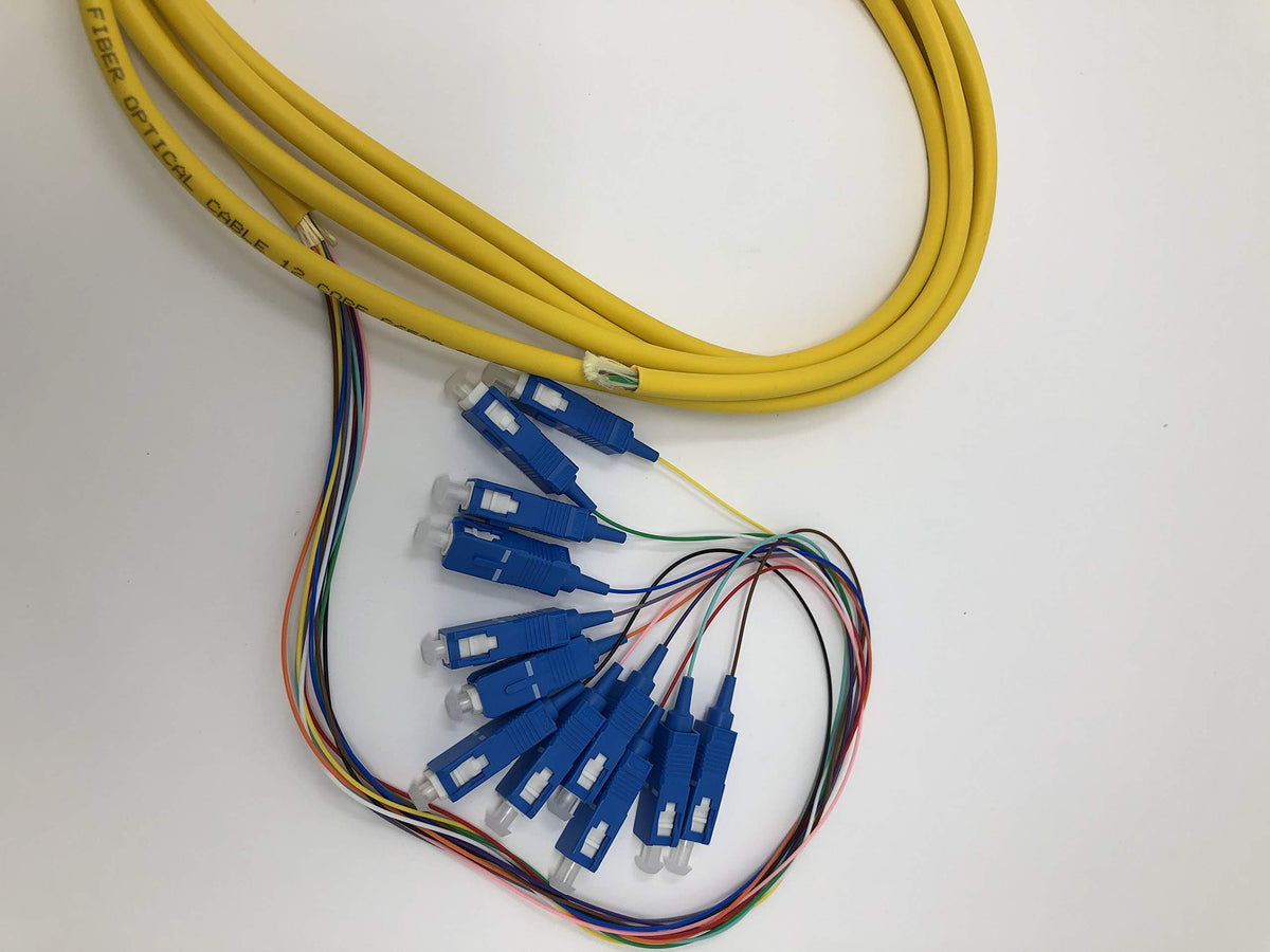 Ultra Spec Cables 12 Strand Singlemode SC-UPC Fiber Pigtail, 1 Meter ...